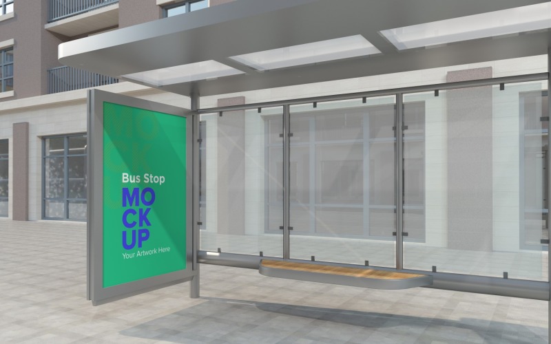 Bus Stop Signage mockup Template v2 #233144 - TemplateMonster