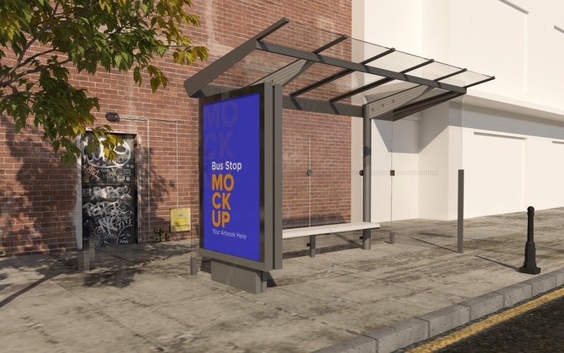 City Bus Stop Signage Mockup v2 #233127 - TemplateMonster