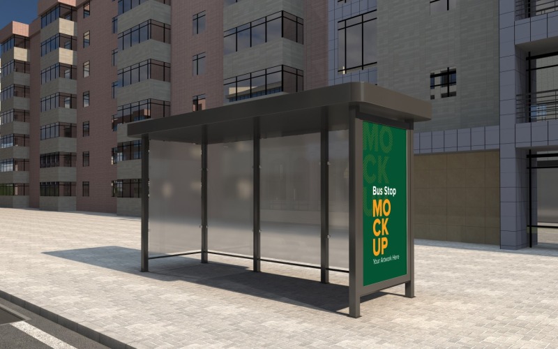 City Bus Stop Road Sign mockup Template v2 - TemplateMonster