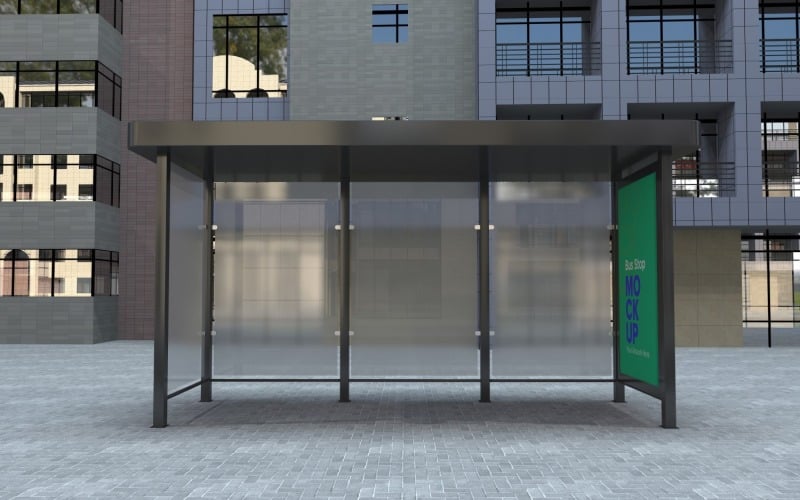 City Bus Stop Road Sign mock Up Template v2 - TemplateMonster