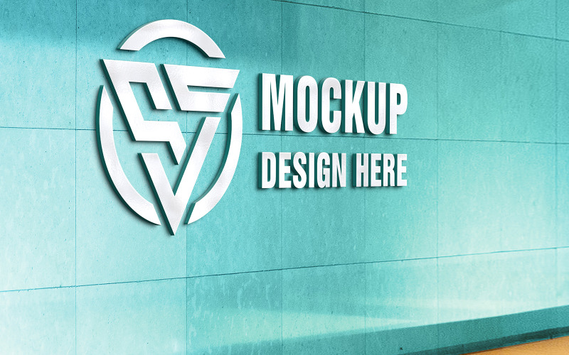 Cyan Wall Logo Mockup Psd #233340 - TemplateMonster