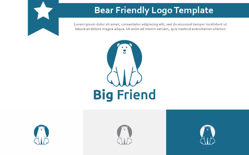Modèle de logo animal amical Big Friend Bear assis