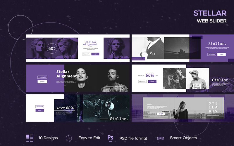 Stellar - 10 UI Elements for Web Sliders - TemplateMonster
