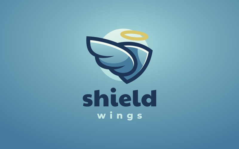 Shield Wings jednoduché logo maskota - TemplateMonster