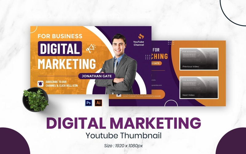Digital Marketing Youtube Thumbnail #234311 - TemplateMonster
