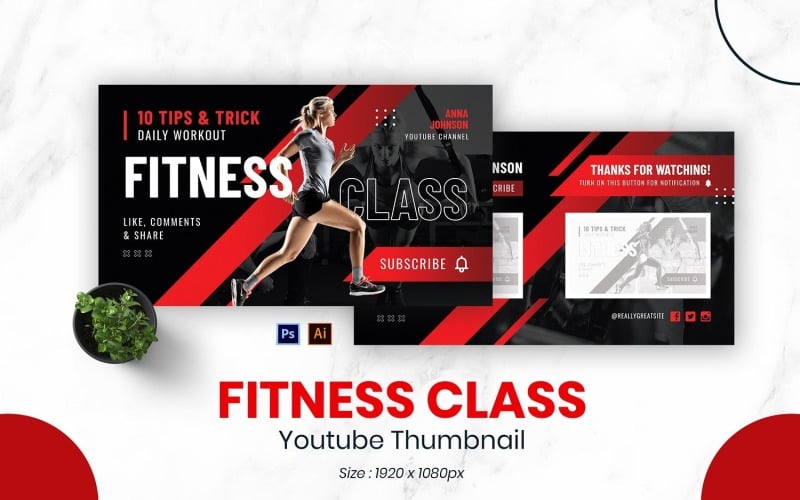 Fitness Class Youtube Thumbnail #234314 - TemplateMonster