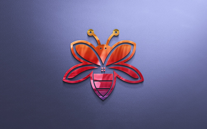 Glass Style Red Logo Mockup on Wall #234339 - TemplateMonster
