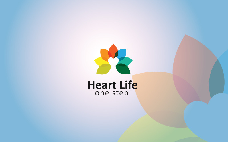 Life Color Heart Logo Design Template - TemplateMonster