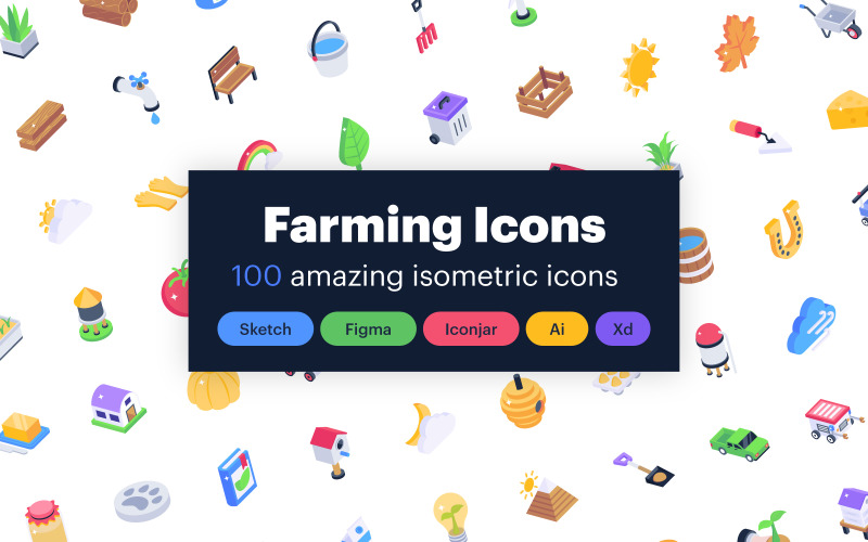 100 Farming isometric icons #234918 - TemplateMonster