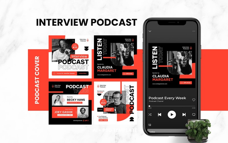 Interview Podcast Cover Template #235050 - TemplateMonster