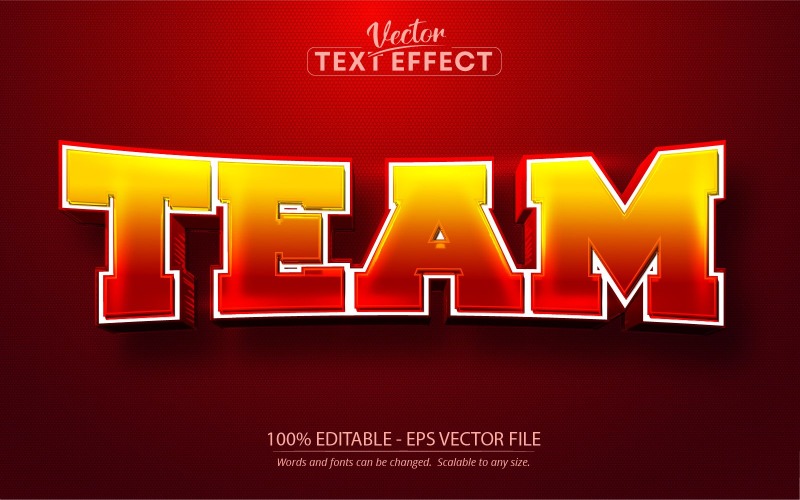 Team - Editable Text Effect, Red And Orange Sport Text Style, Graphics ...