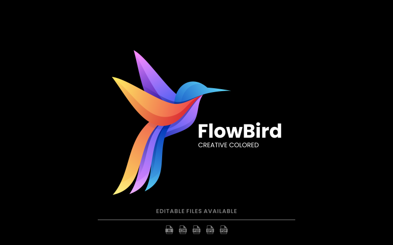 Flow Bird Gradient Colorful Logo #235132 - TemplateMonster