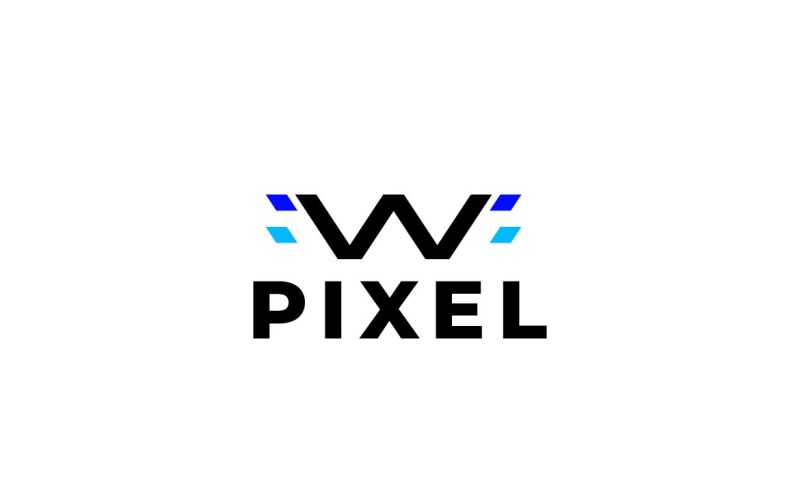 Pixel Letter W Blue Dynamic Logo #235514 - TemplateMonster