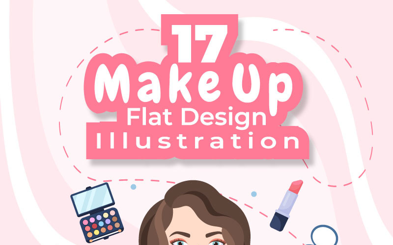 17 Make Up Cosmetics Collection Illustration
