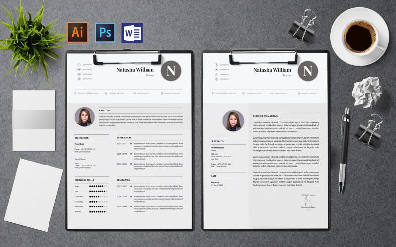 Minimalist CV Resume Template Teacher - TemplateMonster