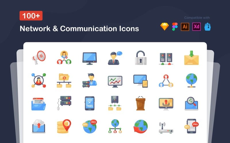Network and Communication Flat Icons - TemplateMonster