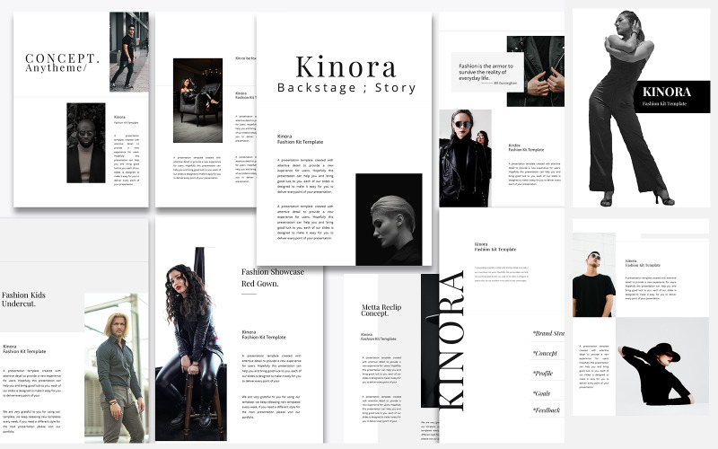 Modèle Powerpoint de mode Kinora A4 Potrait - TemplateMonster