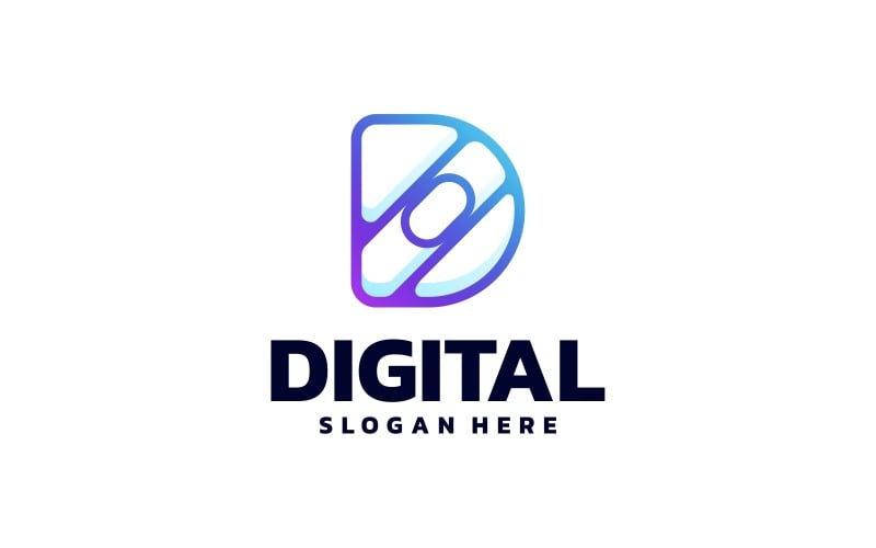 Letter D Line Art Gradient Logo #237535 - TemplateMonster