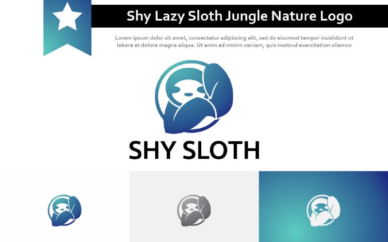 Cute Shy Lazy Sloth Jungle Nature Circle Logo