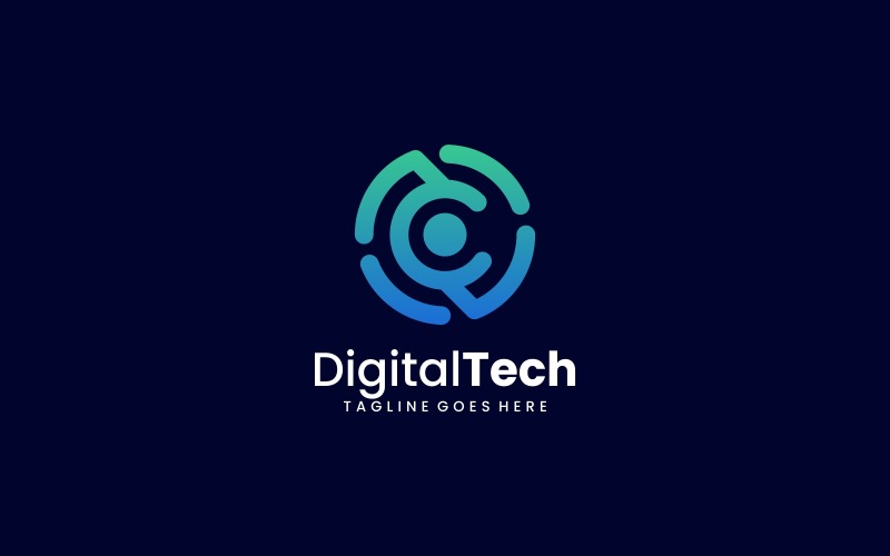 Digital Tech Line Gradient Logo #238995 - TemplateMonster