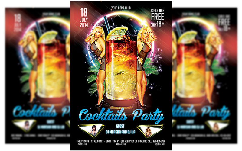 Cocktail Party Flyer Template #239143 - TemplateMonster
