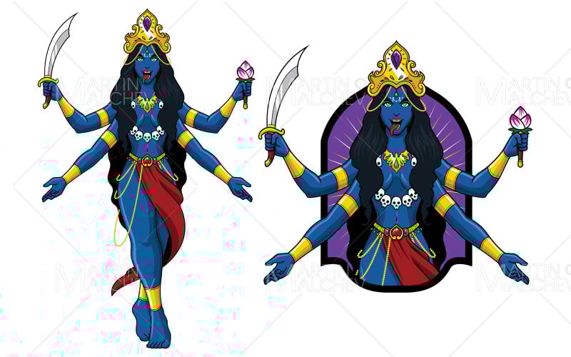 Kali Indian Goddess Vector Illustration - TemplateMonster