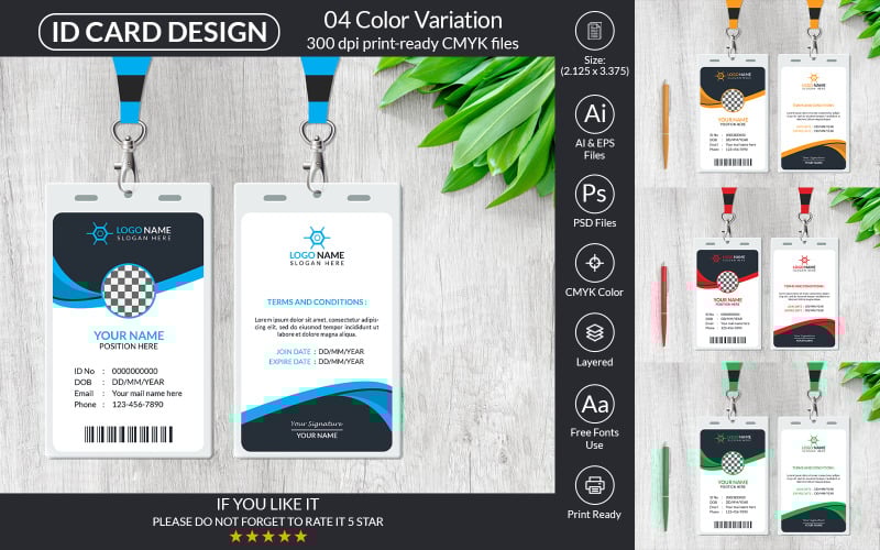 Modern ID Card Template Design #239954 - TemplateMonster