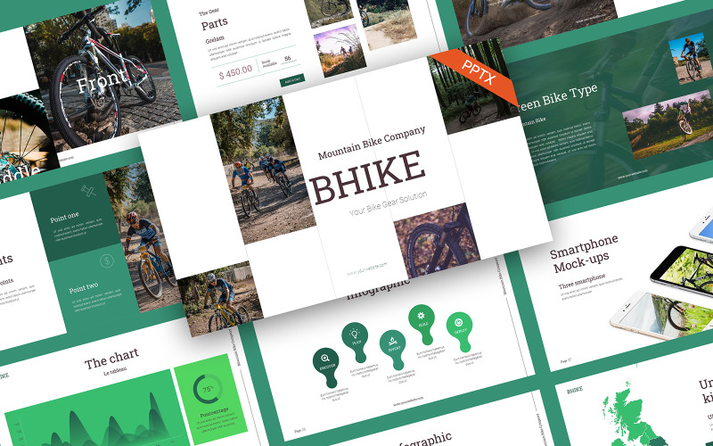Kolo moderní horské kolo PowerPoint šablony - TemplateMonster