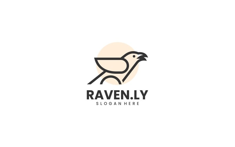 Raven Line Art Logo Style #241824 - TemplateMonster