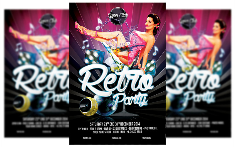 Modèle de Flyer de fête rétro n ° 2 #242633 - TemplateMonster