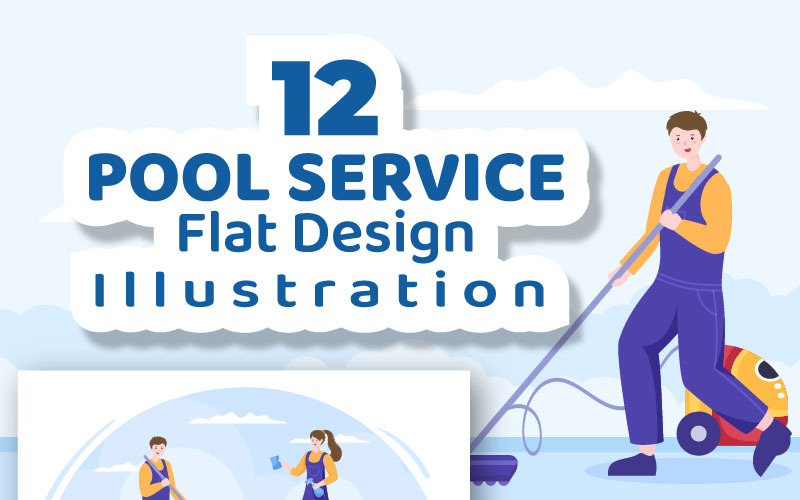 12 Pool Service Worker Illustration #243155 - TemplateMonster