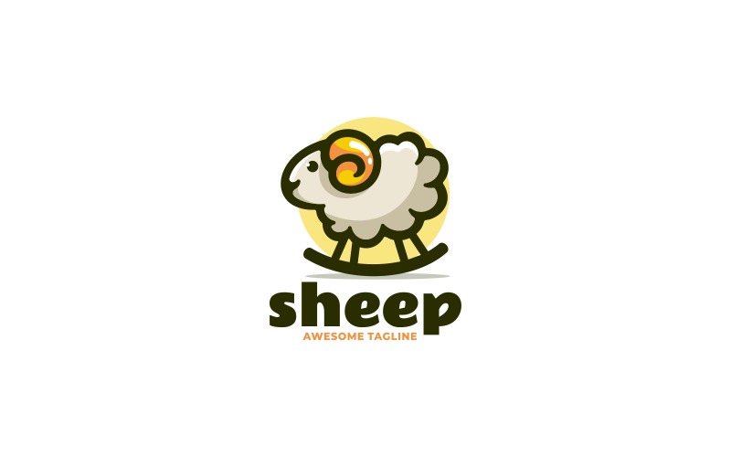 Schaf-einfaches Maskottchen-Logo-Design - TemplateMonster