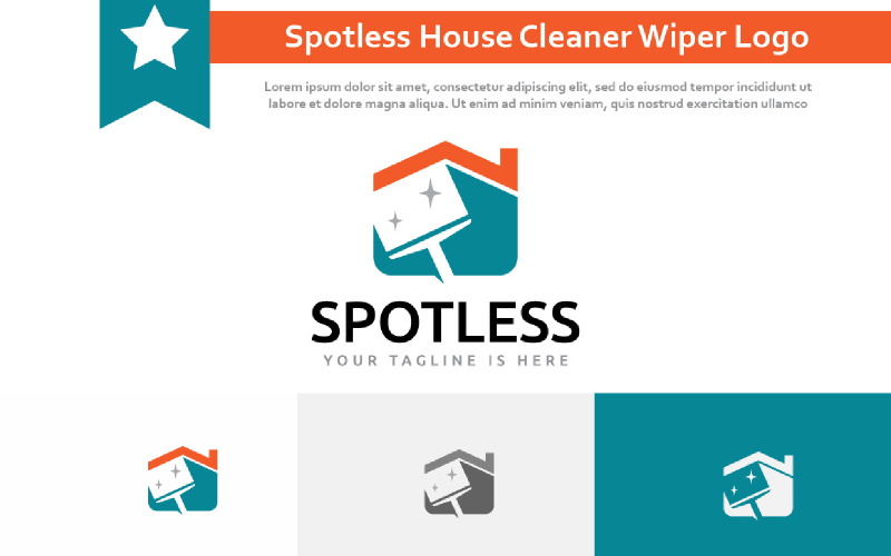 Spotless House Cleaner Wiper Cleaning Service Logo Template