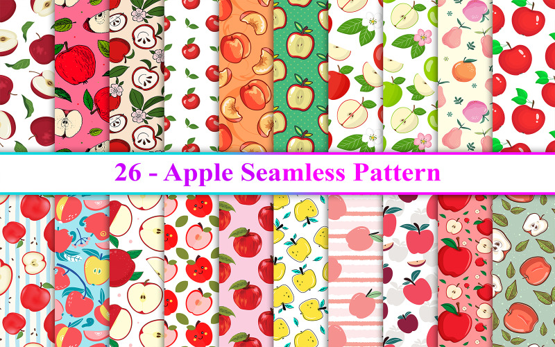 Apple Seamless Pattern, Apple Background - TemplateMonster