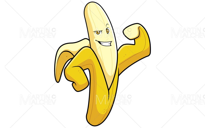 Banana Superhero Mascot Vector Illustration - TemplateMonster