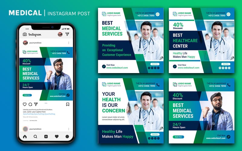 Medical | Doctor Social Media Post Design Template | Instagram Post ...