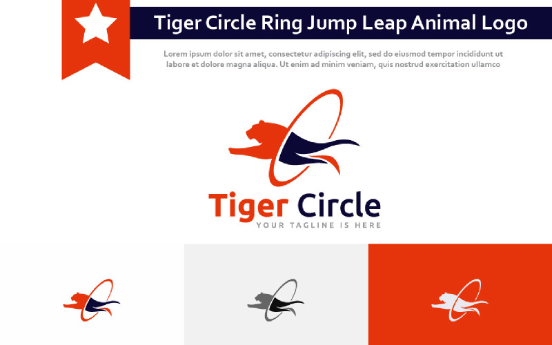 Tiger Circle Ring Jump Leap Wild Animal Abstract Logo