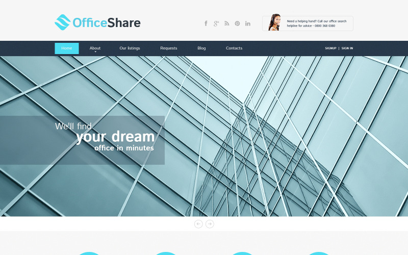 Free Office Responsive Website Template - TemplateMonster
