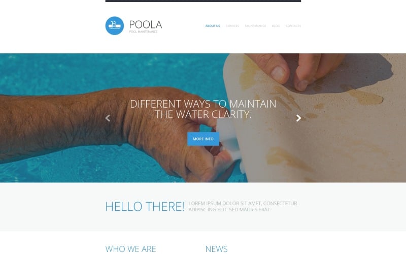 Free Swimming Pool Responsive Website Theme - TemplateMonster