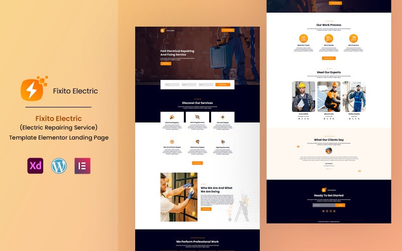 Power Source Electric Service Ready to Use Template Elementor Landing ...