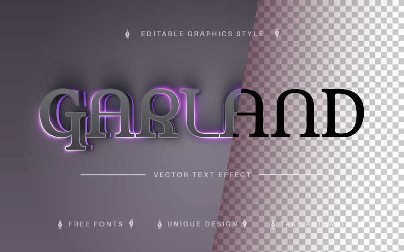 Garland - Editable Text Effect, Font Style, Graphics Illustration