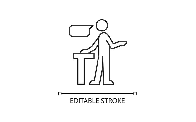 Confident speaking linear icon #249395 - TemplateMonster