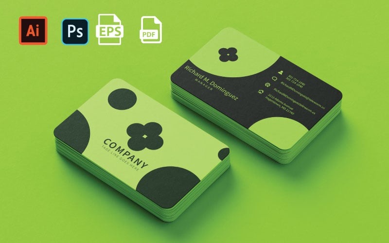 Creative Green Color Business Card #249624 - TemplateMonster