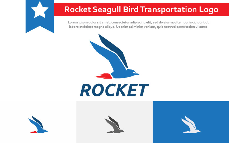 Fast Quick Rocket Seagull Bird Fly Transportation Delivery Logo