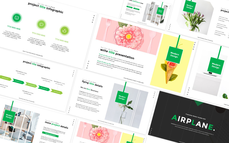 Airplane Modern Google Slides Template - TemplateMonster