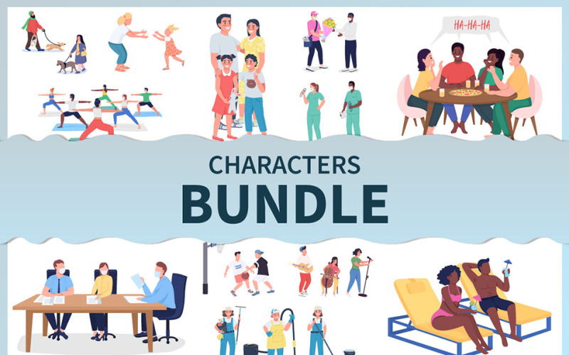 Characters Illustration Bundle #250978 - TemplateMonster