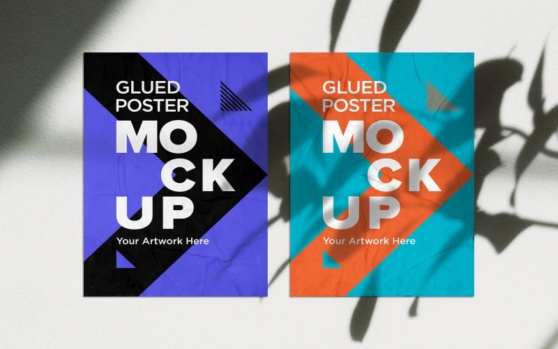 Crumpled Poster Mockup with shadow overlay effect