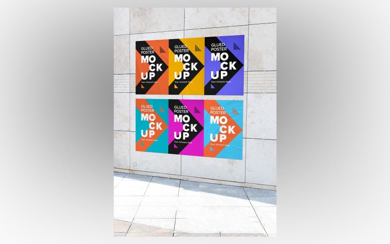 Mockup de Póster Pegado con Efecto de Papel Arrugado y Arrugado