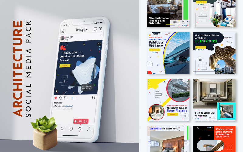 Architecture Social Media Post Templates - TemplateMonster
