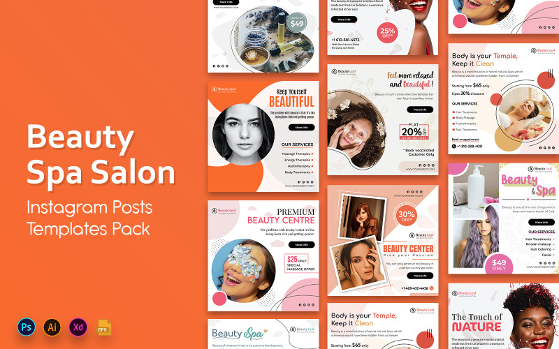 Beauty and Spa Social Media Instagram Posts - TemplateMonster